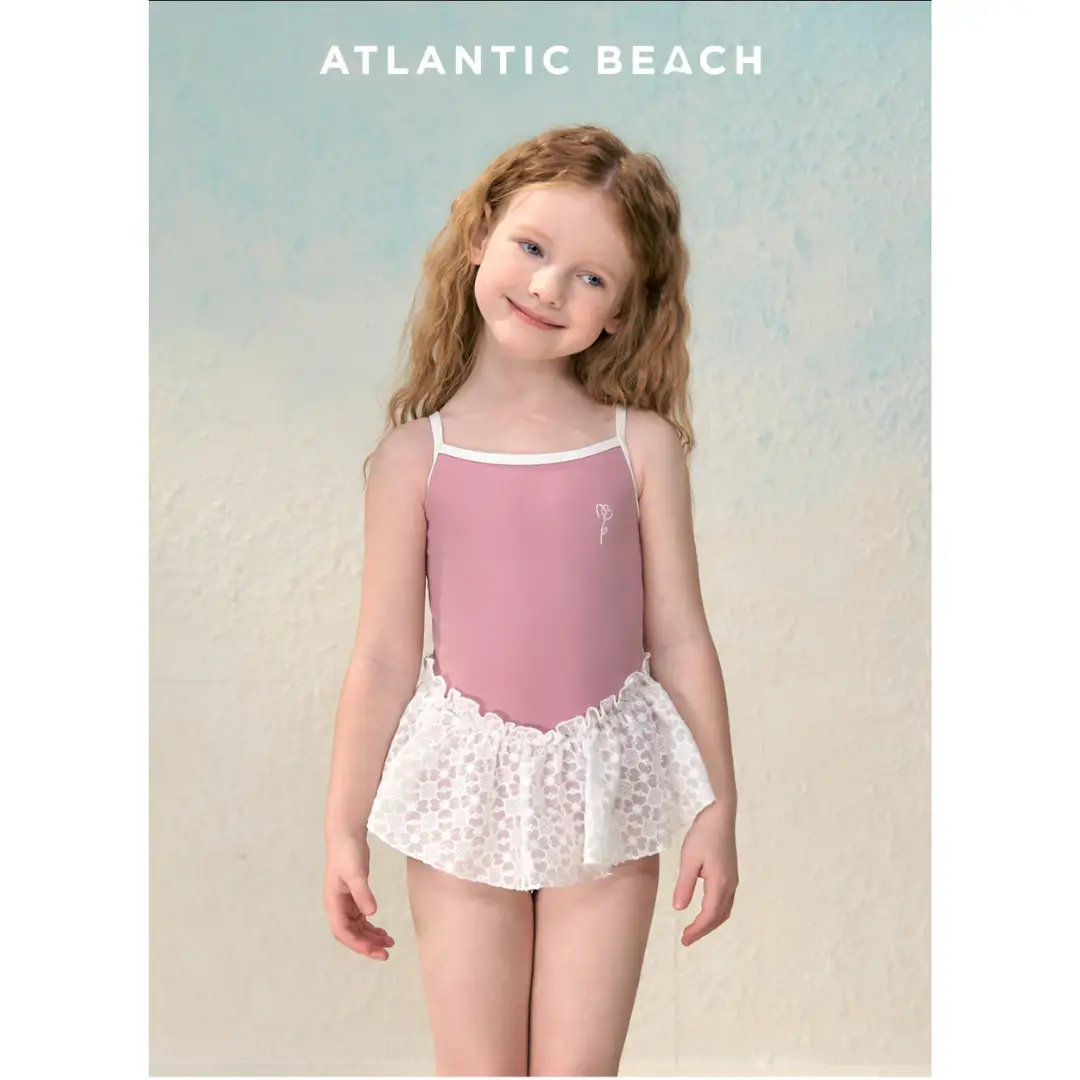 Ballet-Inspired Girls One-Piece Swimsuit with Lace Skirt – Toddler & K ...