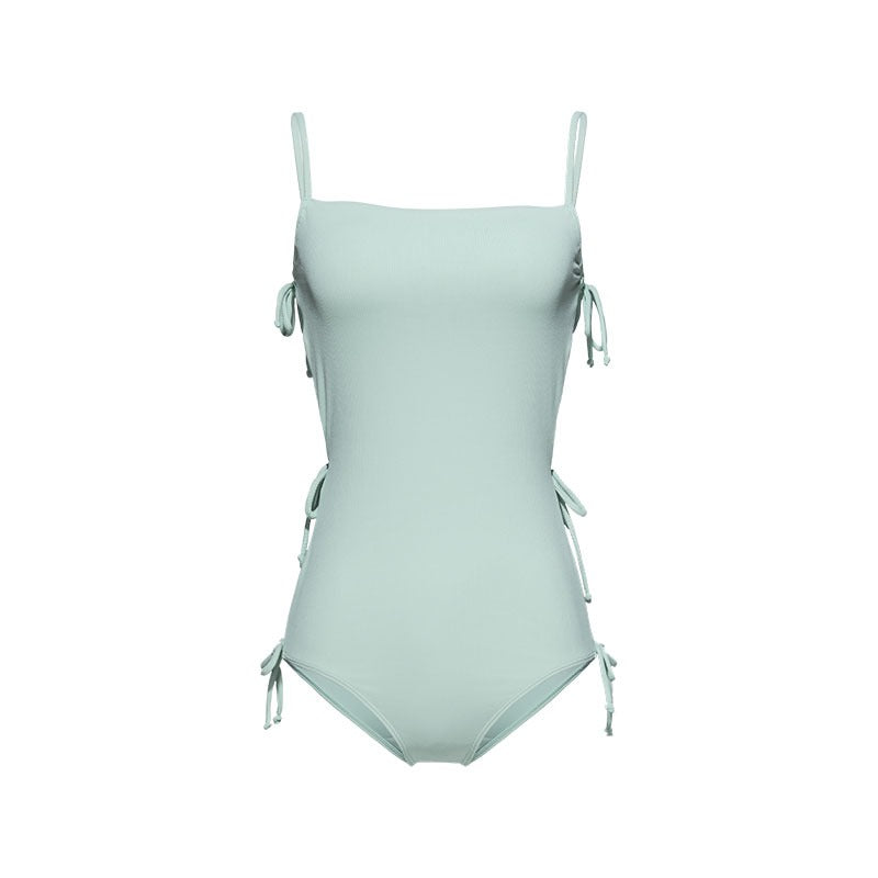 Tie Side One Piece Swimsuit JUDY Modest Square Neck Swimwear – Atlantic ...