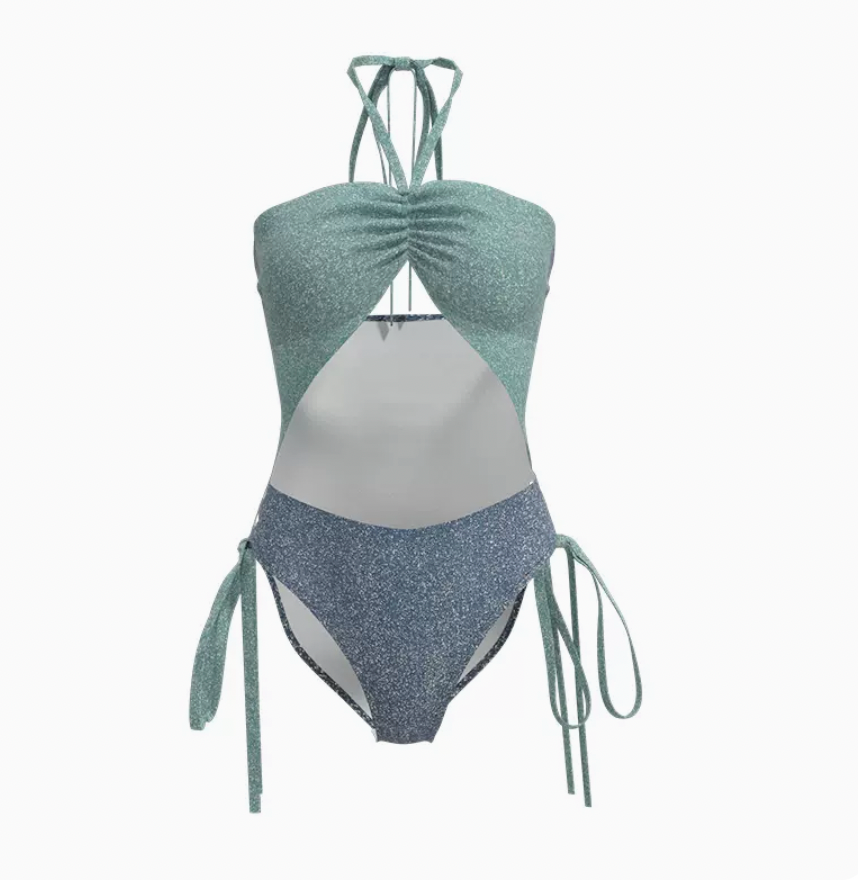 Bling Ruched Tie Side One Piece Halter Swimsuit For Women – Atlantic Beach